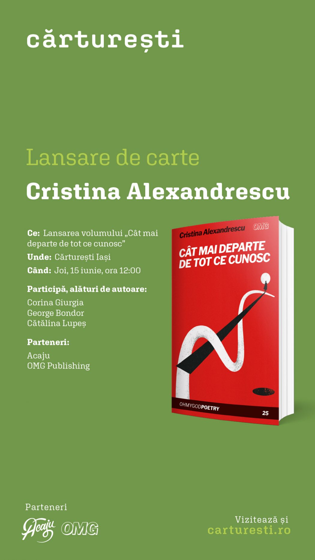 Cât mai departe de tot ce cunosc| Cristina Alexandrescu își va lansa la ...